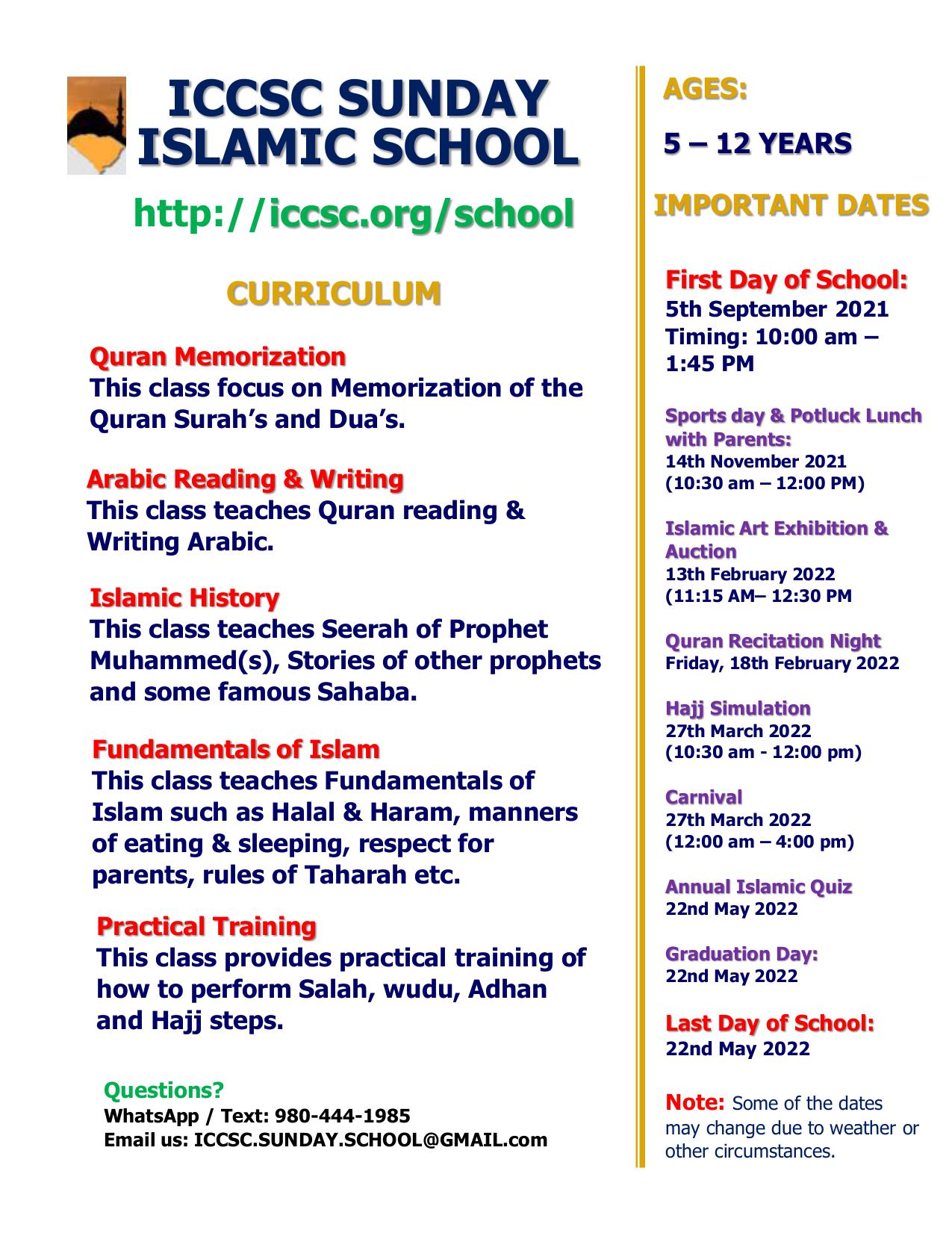 ICCSC Weekend Islamic School