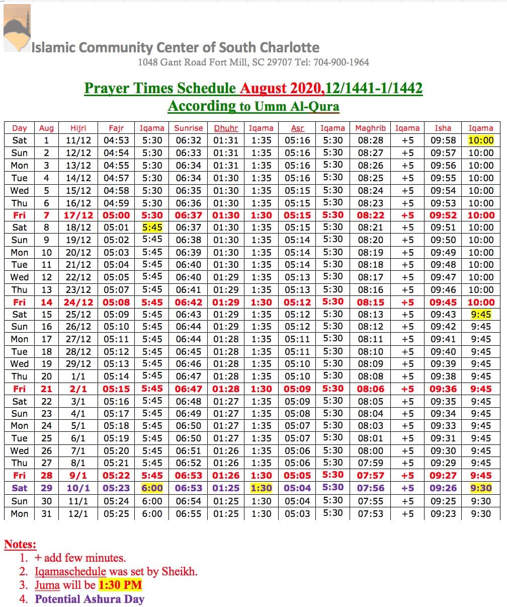 Charlotte Prayer Times